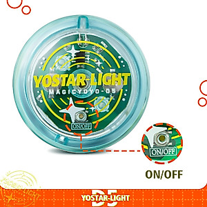 YOSTAR D5 Light Up Yoyo Professional with Led Light, Responsive Yoyo for Kids Beginner, Looping Yoyo for 2A Yo-yo Tricks with Extra 4 Battery + 5 yoyo Strings + Yo yo Sack+ Gloves (Green)