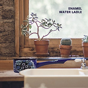 Cabilock Enamel Milk Pan, Mini Butter Warmer Pot Enameled Saucepan Small Enamelware Pot with Handle for Heating Milk Melting Butter Boiling Water Blue