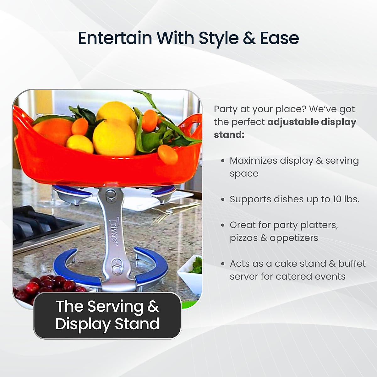 Trivae Unique Patented Pan Lid, Utensil and Pot Holder, Dish / Cake Serving Stand and Trivet in One for The Kitchen Lover