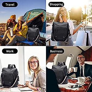 Caitina Backpack Purse for Women Leather Backpack Purse Travel Backpack Fashion Designer Ladies Shoulder Bags With Wristlets(Black)