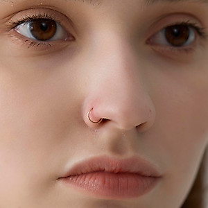 Thin Nose Rings Hoops for Women/Men,Tiny Small Gold Nose Rings 22g for Nose Piercings (1pc - 22 gauge - 7mm,14K Gold Filled)