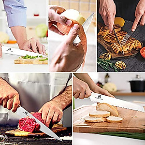 Vestaware Knife Set, 6-Piece Kitchen Knife Set with Block Japanese HC Steel Chef Knife Set Professional, Forged Knives Set with Block Wooden