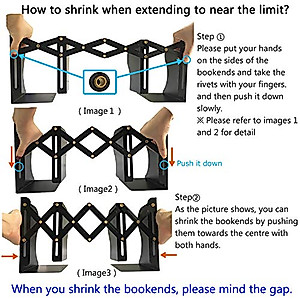 Qualsen Book Ends Adjustable, Expandable Metal Magazine File Binder Book Organizer Holders for Desk, Shelf, Office, Stationery, Book Racks Stands Non-Skid Bookend (Medium, White)