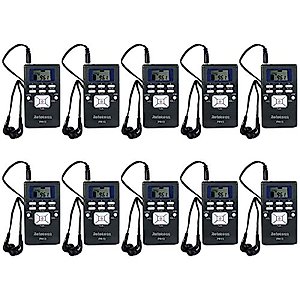 Retekess PR13 Portable Receiver, Mini FM Radio DSP with 24 Hour Clock for Drive-in Church, Teaching, Simultaneous Translation, Meeting, Tour Guide, Mental Hospital, Correctional Center(10 Pack)