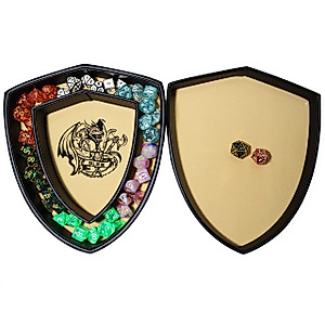Fantasydice Shield Dice Tray Chromatic Fire Dragon with Lid and Dice Staging Area- Holds 6 Sets(7 Dice Set/Standard) for All Tabletop Games