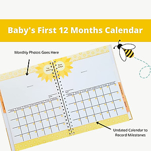 Baby Memory Book w/Milestone Stickers and Ink Pad for Baby's Hand & Foot Print