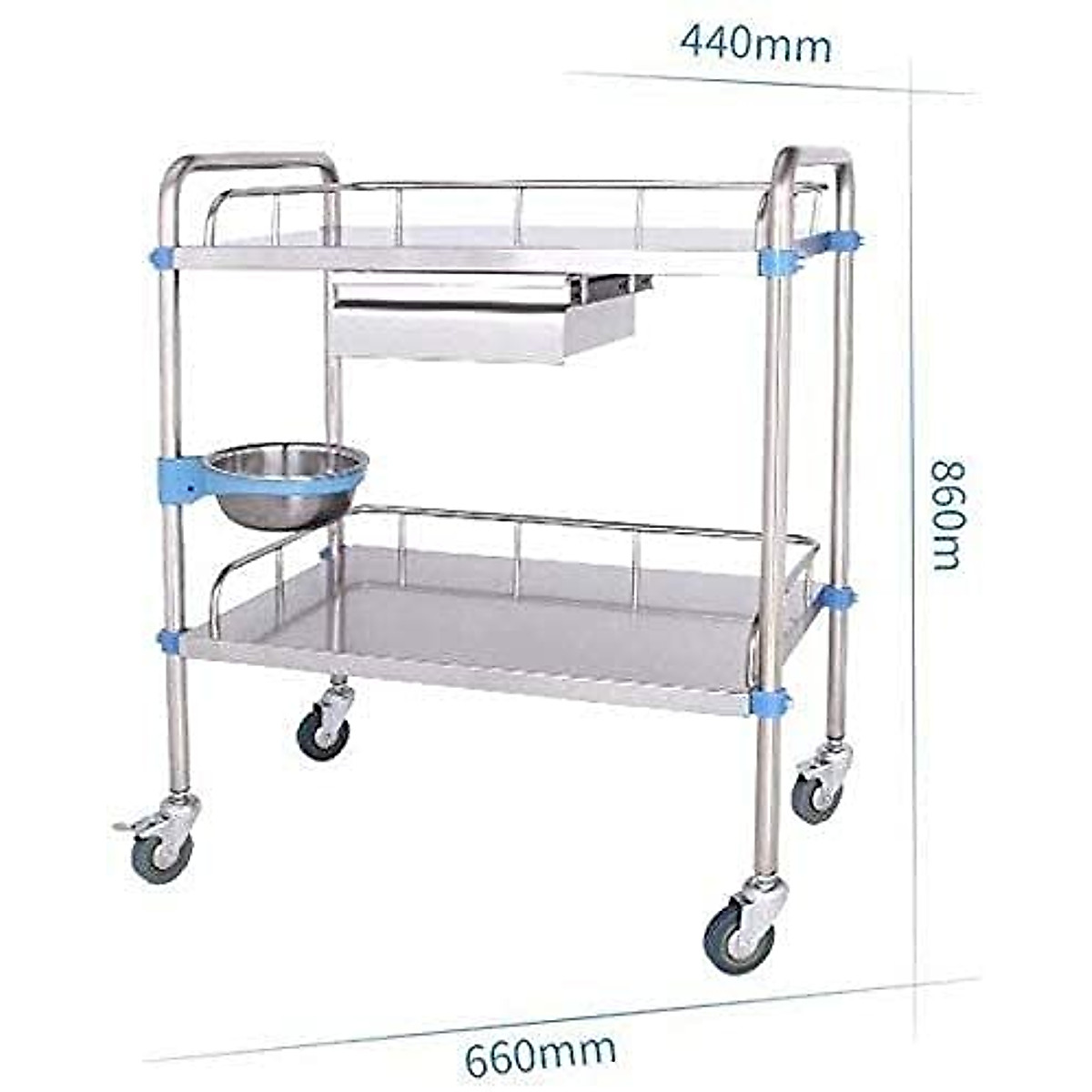 JYDQM Stainless Steel Trolley-Double Cart Trolley Trolley Care Dressing Medical Cart Clinic Beauty Trolley (Size : 80)