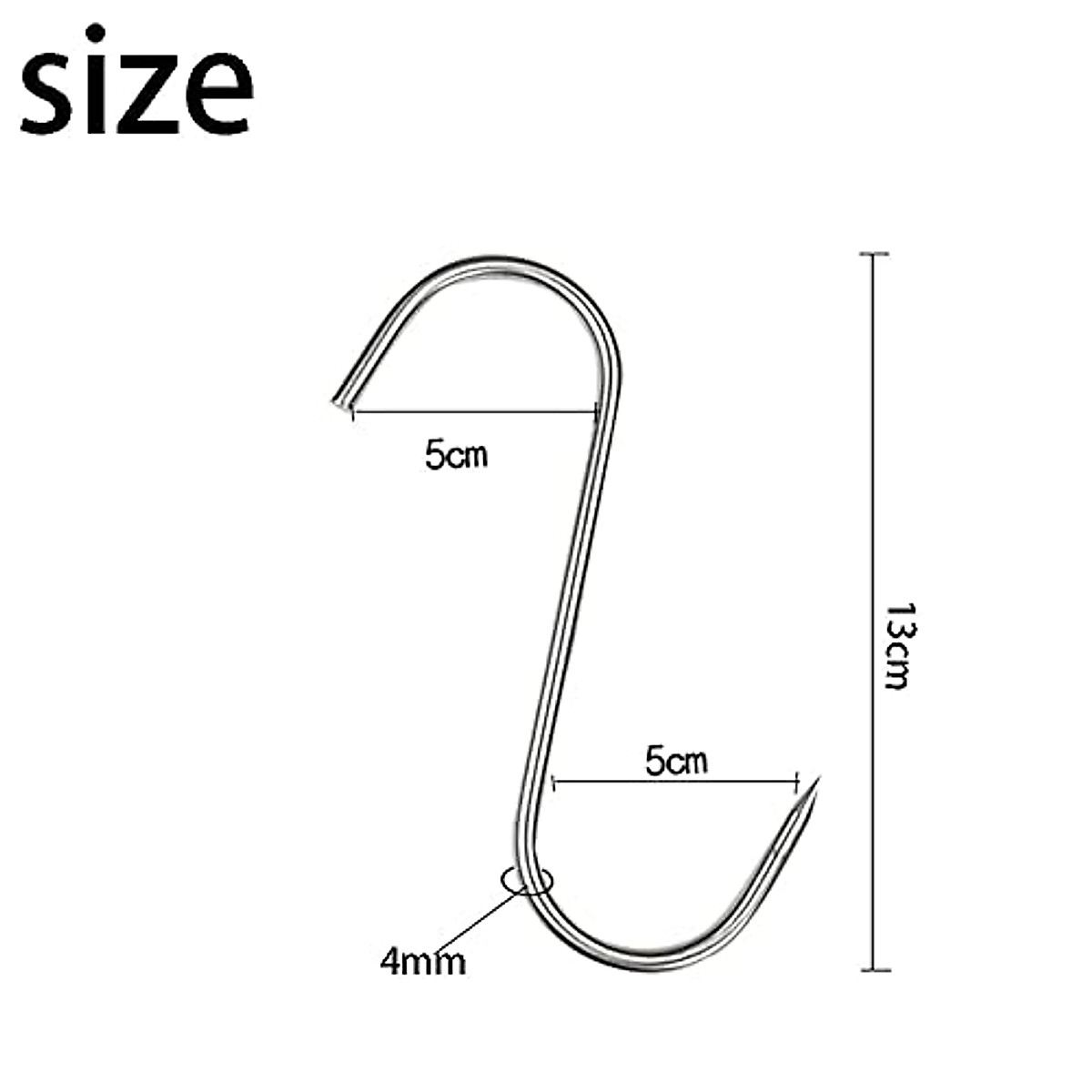 5.12inch Meat Hooks,20Pcs 304 Stainless Steel Butcher Hook Smoking Hooks,Hanging, Drying, Butchering, BBQ, Grilling，Jerky. (5.12in)