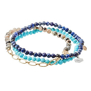 Scout Curated Wears - Mini Stone w/Chain Stacking Bracelet - Rhodonite/Gold