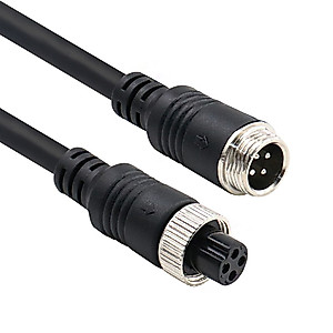 Yeung Qee Car Video Extension Cable 4Pin Aviation Video Extension Cable and Power Cord Shield AV Extension Cable Truck Trailer Camper Bus Motorhome Vehicle Backup Monitor System(15ft/5m)