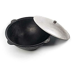 Free2Buy CKG Heavy Duty Cast Iron Казан Oven Tatar Dish Plov Плов Pot Mangal Making Cookware Kazan Insulated Double Handle with Lid Cooking Frying Pan – 22 L - Cooking Gifts