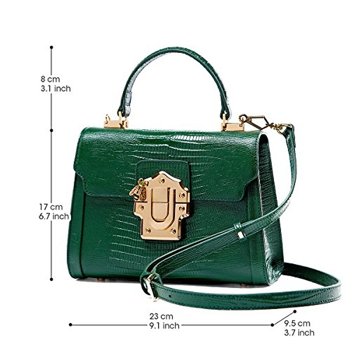 LA'FESTIN Cross body Leather Tote Bags for Women Green Shoulder Purses Medium