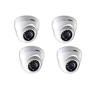 Lorex Technology LAE221 Indoor/Outdoor 1080p HD Analog MPX Security Dome Camera, 3.6mm, 130ft IR Night Vision, Works with Lorex MPX DVR, Camera Only, White,4PK (M.) (Renewed)