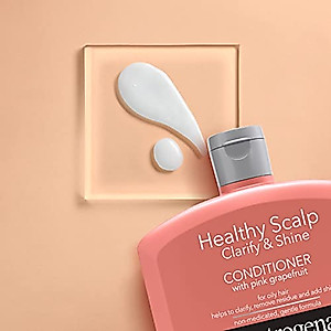 Neutrogena Exfoliating Healthy Scalp Clarify & Shine Conditioner for Oily Hair and Scalp, Anti-Residue Conditioner with Pink Grapefruit, Paraben & Phthalate-Free, Color-Safe, 12oz