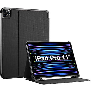 ProCase iPad Pro 11 Inch Case 2022 2021 2020 2018, Slim Stand Protective Folio Case Smart Cover for iPad Pro 11" 4th 3rd 2nd 1st Gen - Black