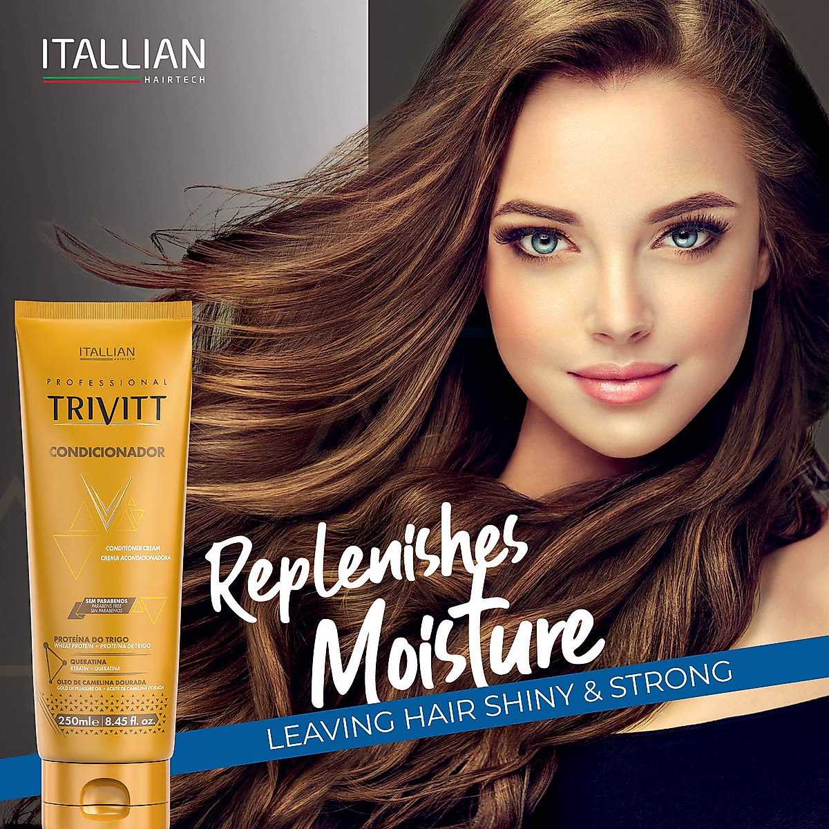 Itallian Hairtech Conditioner Cream for Chemical Treated Hair 8.45 fl oz. - Deep Conditioning and Moisturizing Dry, Damaged and Keratin Brazilian Blowouts With Natural Oils - Professional Trivitt