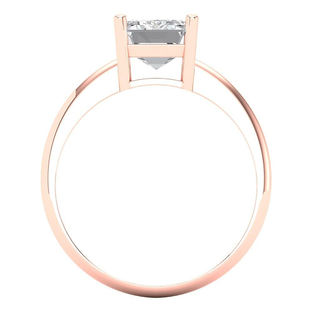 Clara Pucci 2.5ct Radiant Cut Solitaire Genuine Moissanite Wedding Bridal Designer Anniversary Engagement Ring in 14k Rose Gold for Women