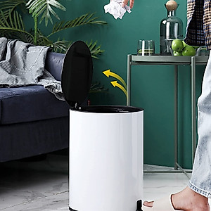 Trash Can Kitchen Trash Bin Step Trash Can Wastebasket Garbage Container Bin Removable Liner Bucket Step Trash Bin Living Room Garbage Can Bedroom Garbage Bin (Color : White, Size : 26.5 * 35cm)