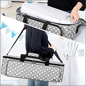 LUXJA Carrying Bag Compatible with Cricut Die-Cutting Machine and Supplies, Tote Bag Compatible with Cricut Explore Air (Air2) and Maker (Bag Only, Patent Design), Gray Dots