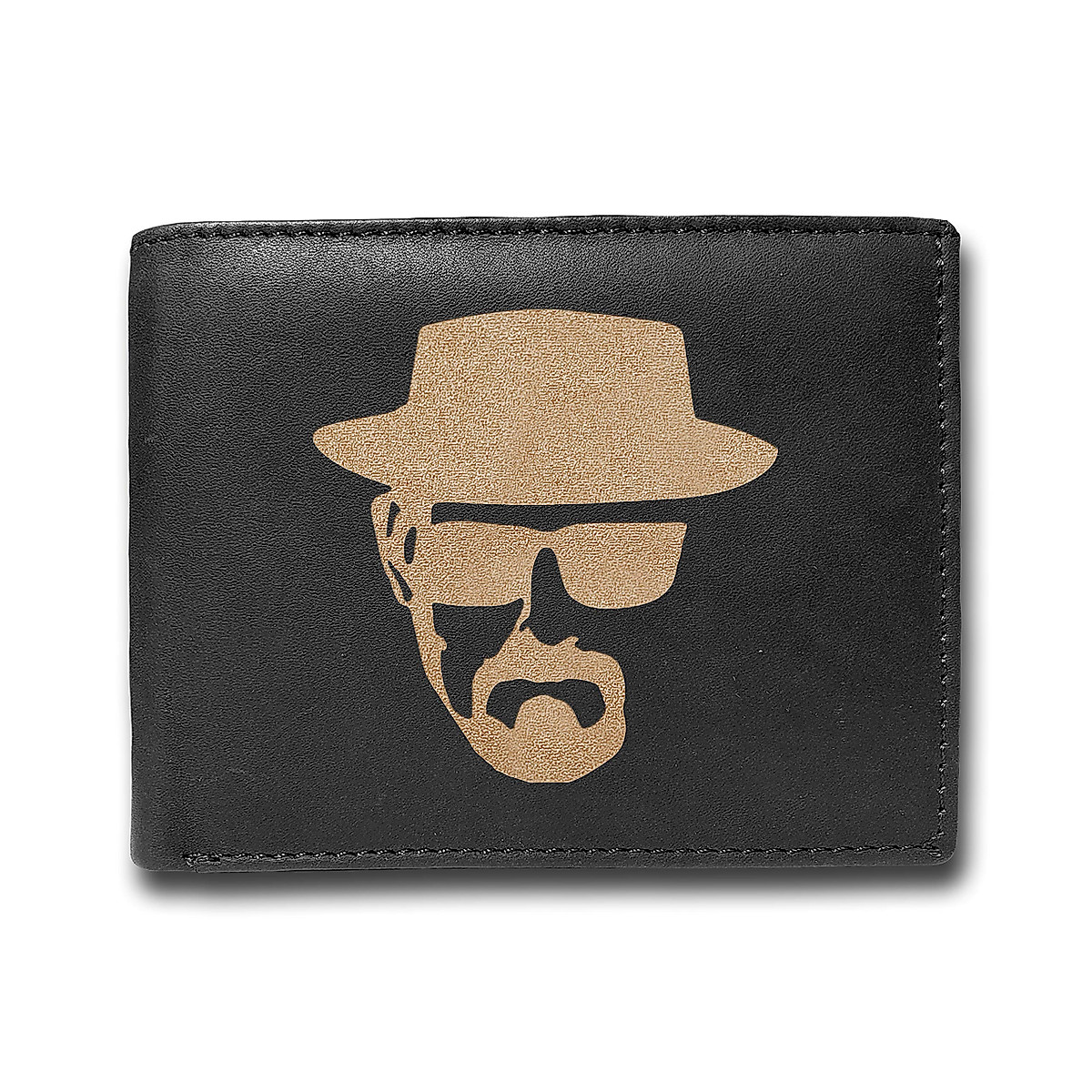 Breaking Bad Cowhide Leather Laser Engraved Engraving Slimfold Mens Large Capacity Luxury Wallet Purse Minimalist Sleek and Slim BLACK Credit Card Holder Organizer 14 Pockets