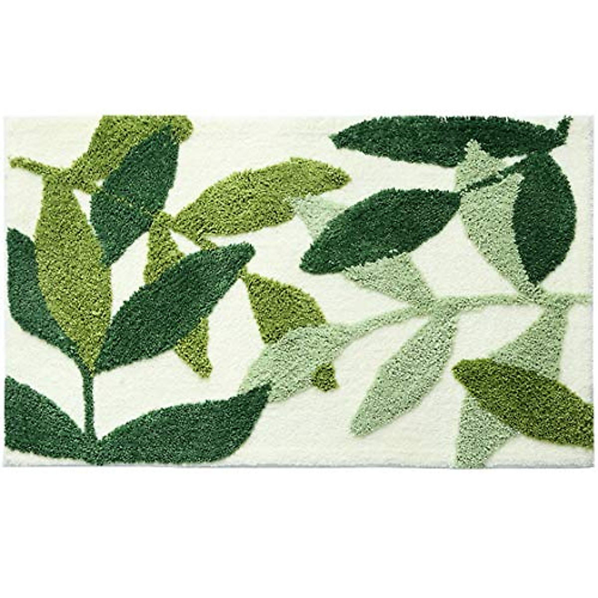 ZGXL Green Leaves Bath Mats Bathroom Rugs Non-Slip Soft Microfiber Absorbent Machine Washable Entrance Doormat for Bathroom Floor Tub Shower 17.5 X 25.5 Inches