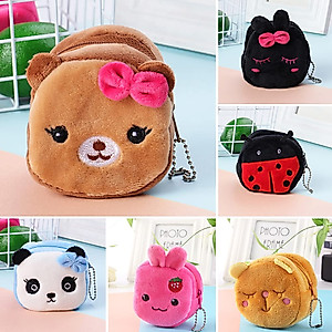 Cute Plush Panda Animal Small Coin Purse Zipper Money Wallet Kids Birthday Ladybug
