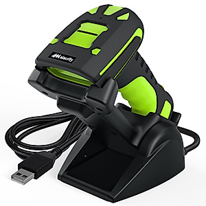 Alacrity 2D Industrial Wireless Barcode Scanner with Charging Stand, Bluetooth Drop Resistant, 1968 Feet Transmission Distance 433Mhz QR 1D Bar Code Reader