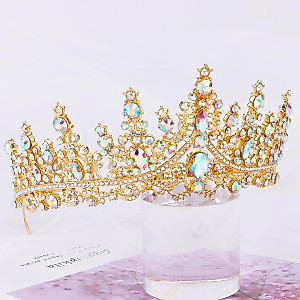 TOBATOBA Rhinestone Gold Crown for Women Gold Tiara Birthday Queen Crown Wedding Tiara for Women Crystal Tiaras and Crowns Royal Princess Quinceanera Headpiece for Prom Pageant Bride Halloween Cosplay