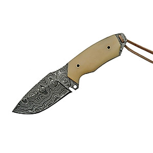 Szco Supplies Damascus Bone Ladder Pattern Hunting Knife