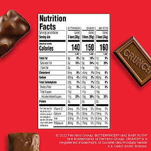 Butterfinger, CRUNCH and Baby Ruth, Bulk 90 Pack, Assorted Minis Chocolate Candy Bars, 32.4 oz