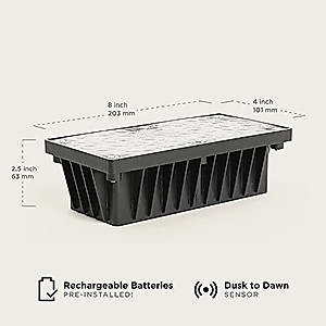 Solar Brick Landscape Path Light, 8x4 Recessed Polyresin Paver, Cool White LEDs, Waterproof, Outdoor Use, No Wires or Plugs - Rechargeable Battery Included