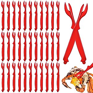 Lainballow 30 Pcs Crab Legs Crackers, Crab Pick Tools Set, Seafood Cracker Tools, Easy Opener Shellfish Picks Knife for Seafood Lobster Crab Shrimp(Red)