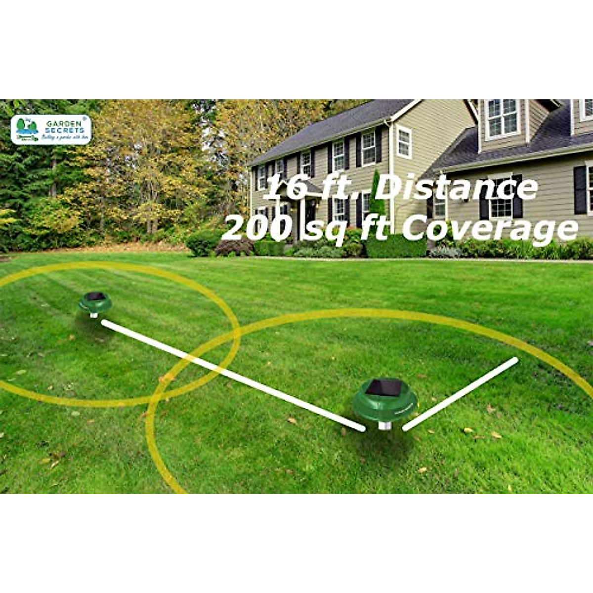 GARDEN SECRETS (2 Pack) Professional Solar Mole & Snake Repellent. Gopher Vole Snake Scorpion etc Deterrent. Keep Underground Creatures Away from Your Property Within 2-4 Weeks. Year Full Warranty!