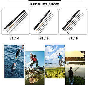 LOVEPET 2.7M 4 Section Carbon Fly Fishing Rod with Soft Cork Handle Fish Tackle 3/4#