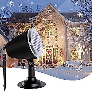 Christmas Projector Lights Outdoor, Snowflake Projector Lights for Christmas Decorations, IP65 Waterproof Christmas Light Projector for Outdoor and Indoor, Wall, House, New Year Gift(Black)