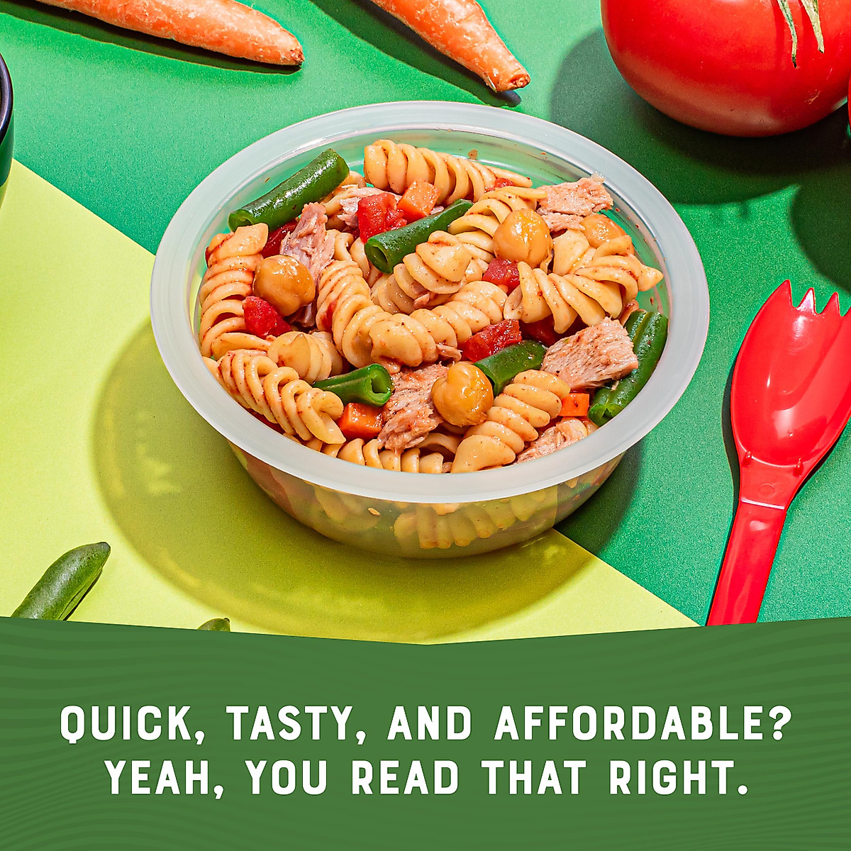 Bumble Bee Quick Catch Mediterranean Pasta, Wild Caught Tuna and Pasta Bowl, 6 oz (Pack of 6) - Ready to Enjoy, Spork Included - 14g Protein per Serving - No Artificial Flavors - Good Source of Fiber