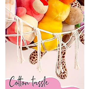Xiaheshu Macrame Stuffed Animal Net or Hammock Hanging Net for Plush Toy Holder Squishmallow Net Toy Hammock for Stuffed Animals Storage Ideas Plushie Net Hammock Stuffy Animal Holder Organizer