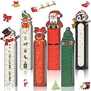 60 Pcs Christmas Bookmark Rulers Christmas Tree Bookmark Rulers Snowman Santa Christmas Tree Elf Penguin Elk Animal Design Funny Bookmarks Rulers Christmas Themed Prints Christmas Presents for Student