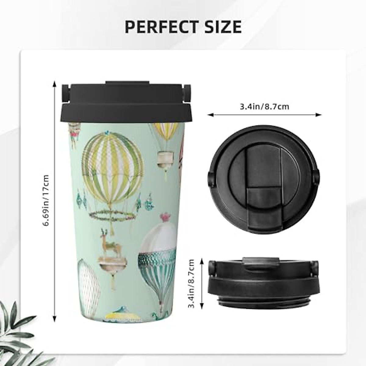 WANGXUEE Cartoon Balloon Print 500ml Stainless Steel Travel Tumbler Double Wall Vacuum Insulated Coffee Mug