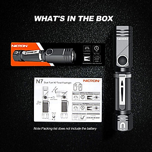 Flashlight, NICRON N7 600 Lumens Tactical Flashlight, 90 Degree Ip65 Waterproof Led Mini Flashlight 4 Modes- Best High Lumens Are For Camping, Outdoor, Hiking （Not including Batteries）Gift