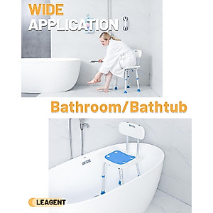 Leagent HSA FSA Shower Chair with Back, Shower Stool for Inside Shower, Shower Seat for Inside Tub, Bath Chair for Inside Bathtub for Elderly/Handicap