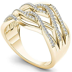 ARAIYA FINE JEWELRY 10K Yellow Gold Diamond Engagement Wedding Ring (1/6 cttw, H-I Color, I2 Clarity), Size 7