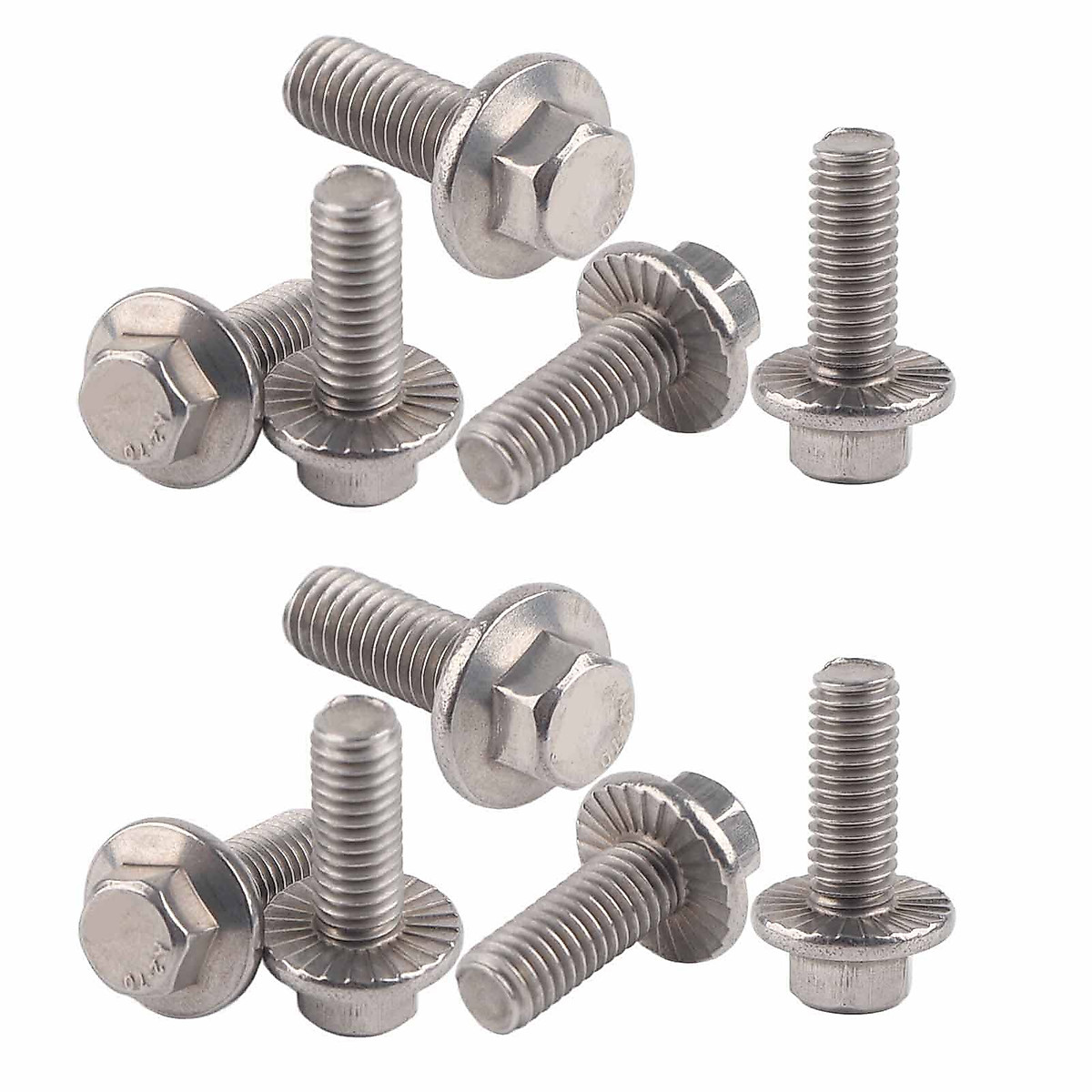 boulon m6 INOX a Bride + 10pcs Head M6 Stainless Steel SS304 Screw kit, Hex Flange Fixing Washer Bolts (M6 * 30) Replacement Accessory