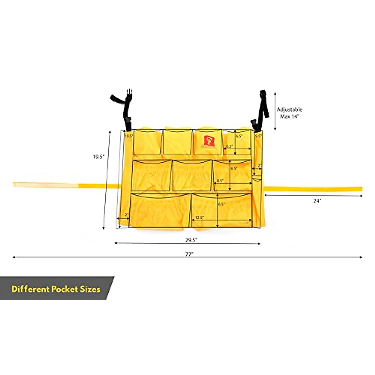 Trash Can Caddy Bag | Brute Compatible | Fits 32-55 Gallon Can | 12 Pockets | Heavy Duty Vinyl Construction Organizer for Cleaning & Janitorial Duties.