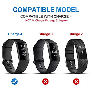 CAVN Charger Dock Compatible with Fitbit Charge 4 / Charge 4 SE (Not for Charge 3), Aluminum Charger Dock Replacement Charging Stand Station Cradle Base with USB Cable for Charge 4 Smart Watch (Black)