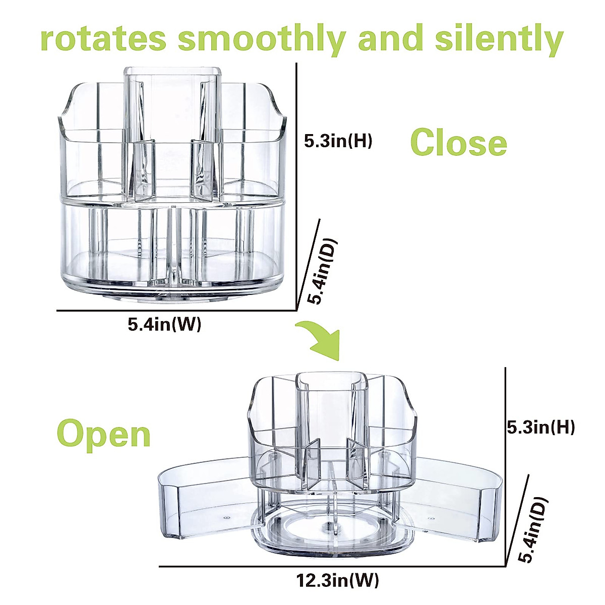 Homhope 360 Rotating Makeup Organizer, Acrylic Cosmetic Storage Display Case,Bathroom Counter Organizer,Skin Care Rack for Vanity,Clear Holder for Makeup Brush,Lipstick