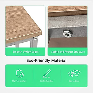 Coral Flower C Side Table Sofa End Tables for Home Office, Living Room Accent Snack Table Couch Table for Coffee，Light Walnut