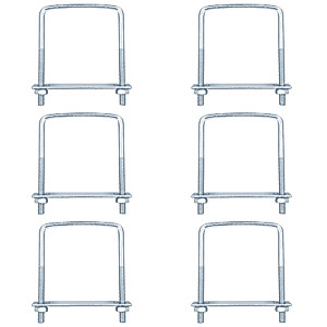 6 Pcs Square U-Bolts 4 inch Inner Width, Galvanized Steel Square Trailer U-Bolt, Square Bend U-Bolts, U Clamps, Adjustable Length: 64-125mm(2-1/2"-5")