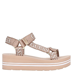 Guess Women's AVIN Wedge Sandal, Rose Gold, 8