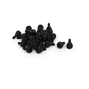 uxcell Computer PC Case Metal Flat Head Knurled Thumb Screw M3.5x6mm Black 30pcs